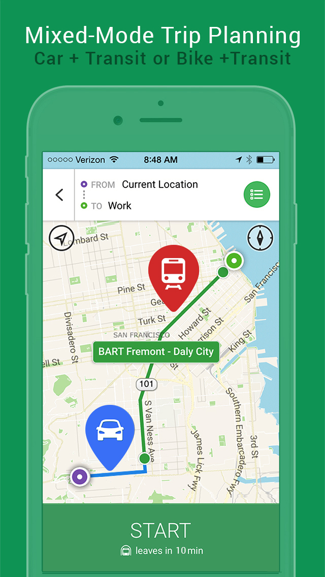 Urban Engines Maps: Mixed-Mode trip planner (transit, driving, biking ...